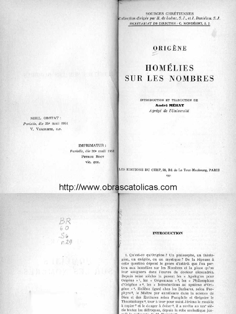 SC 29-Origène-Homelies Sur Les Nombres | PDF