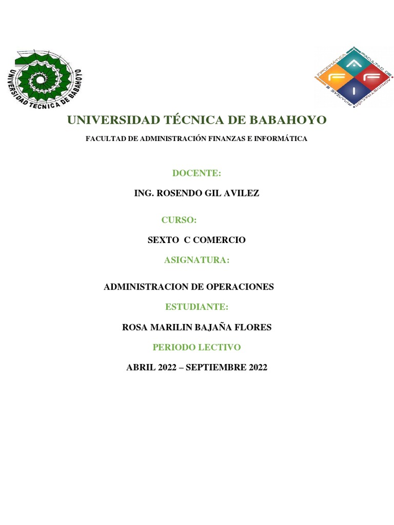 Administración de Operaciones 2022 | PDF
