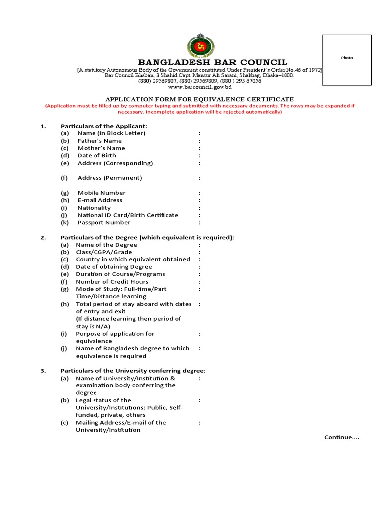 Equivalence Certificate Application Form | PDF | Identity Document ...