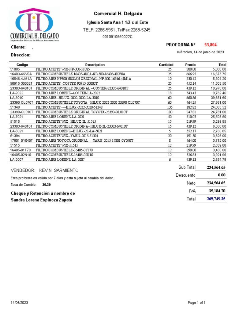 Comercial H. Delgado: Telf: 2266-5961, Telfax:2268-5245 | PDF | Economias