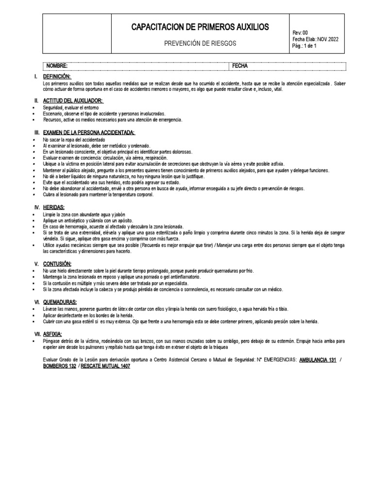 Odi - Primeros Auxilios 2022 SSG | PDF