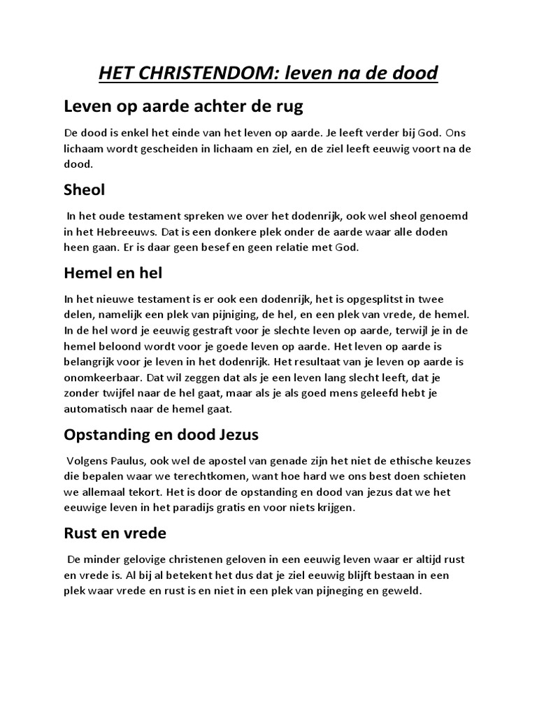 HET CHRISTENDOM: Leven Na de Dood | PDF