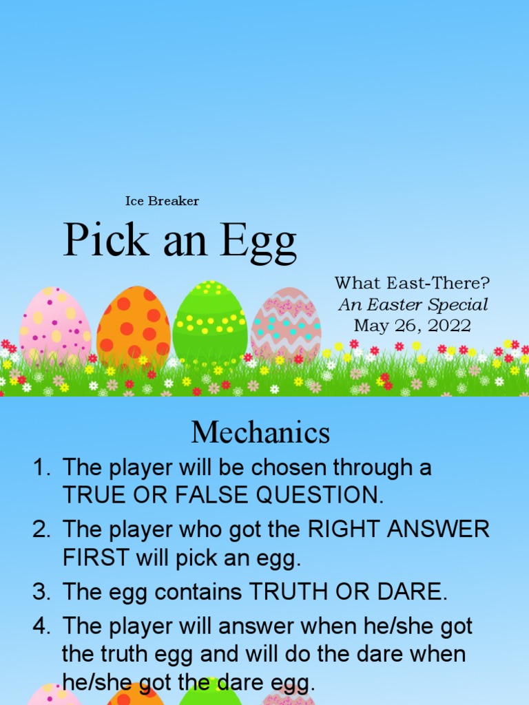 Pick An Egg (Finalized) | PDF | Egg