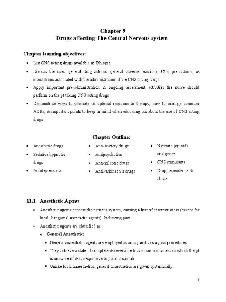 Drugs Affecting The Central Nervous System | PDF | Benzodiazepine ...