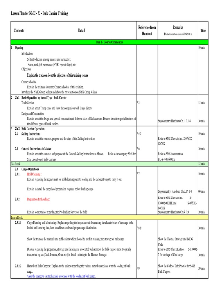 Lesson Plan NMC-33 | Download Free PDF | Cargo | Bending