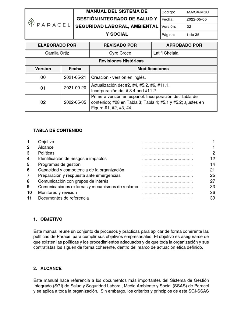MA SA MSG Manual Del Sistema de Gestion Integrado SSAS v02 | PDF ... MA SA MSG Manual Del Sistema de Gestion Integrado SSAS v02 | PDF ...