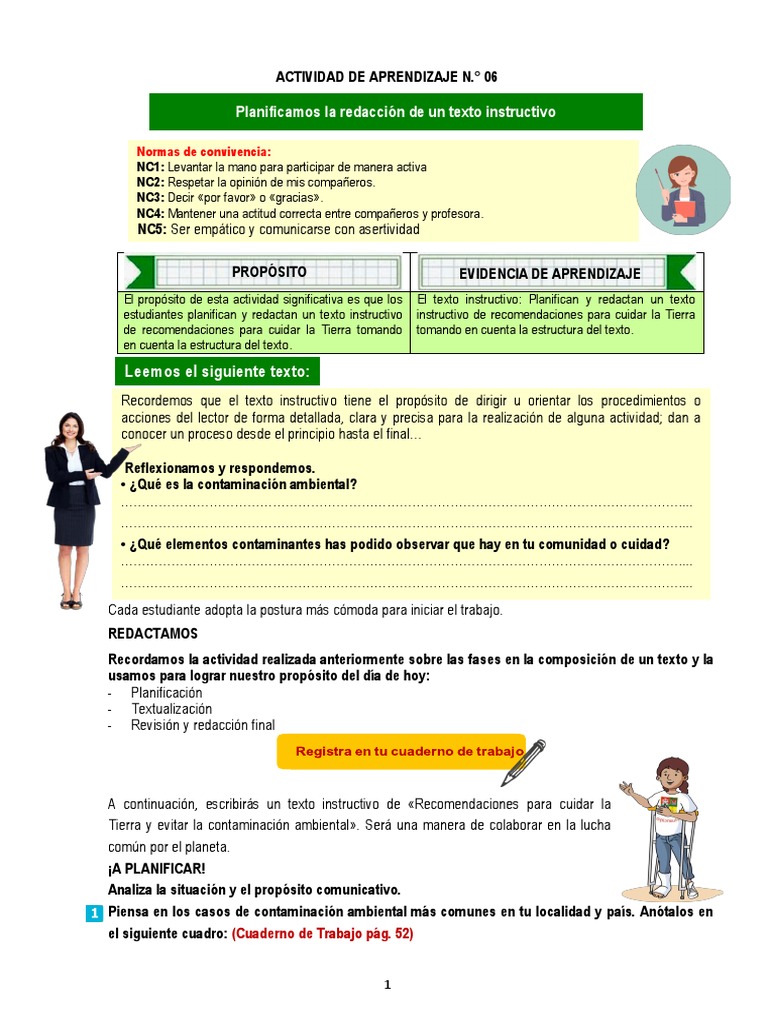 Ficha-6-Planificamos Texto Instructivo-5° | PDF | Cognición | Ciencia cognitiva
