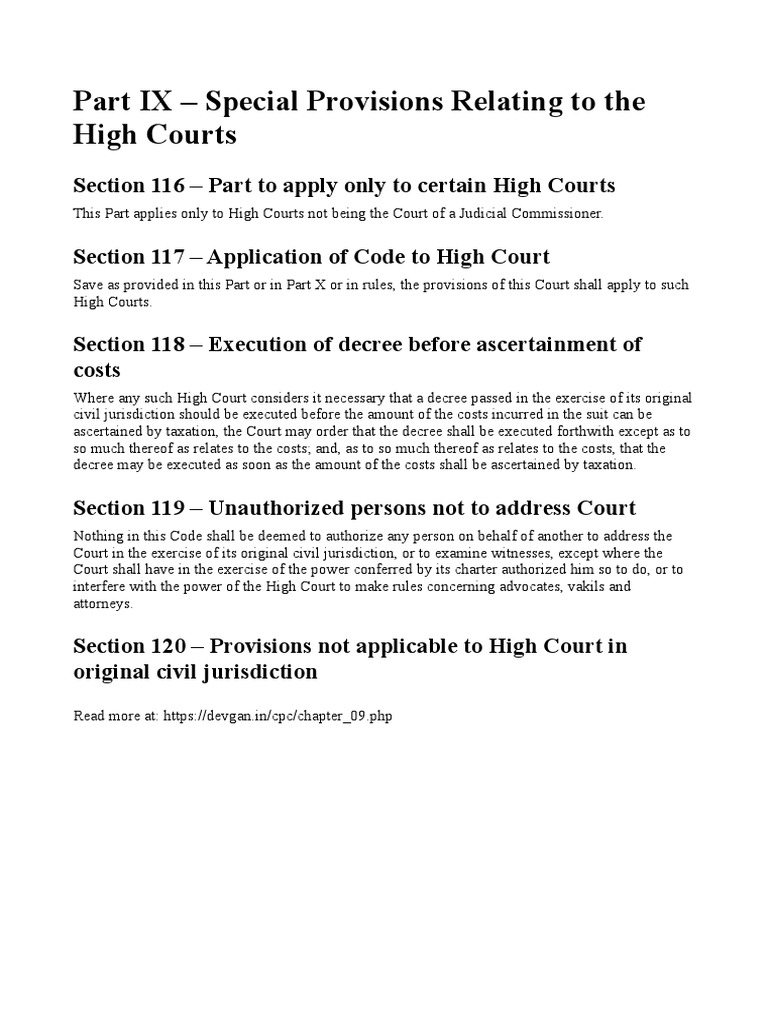 High Court Special Provisions Explained | PDF | Law
