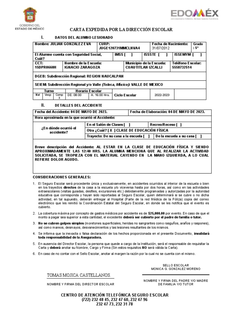 Carta Expedida Ciclo Escolar 2022-2023 | PDF