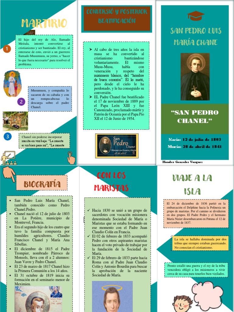 Triptico-San pedro Chanel | PDF | Iglesia Católica