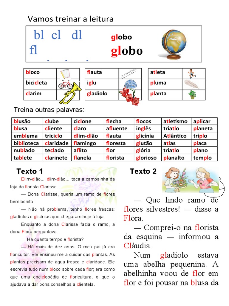 Vamos Treinar A Leitura BL, CL, DL, Fl... | PDF