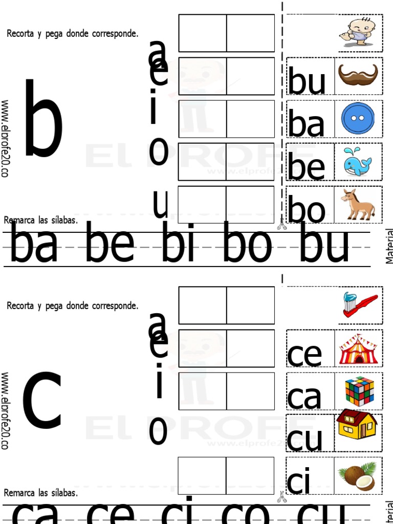 Cuadernillo aprende las silabas simples recortando y pegando (1) | PDF
