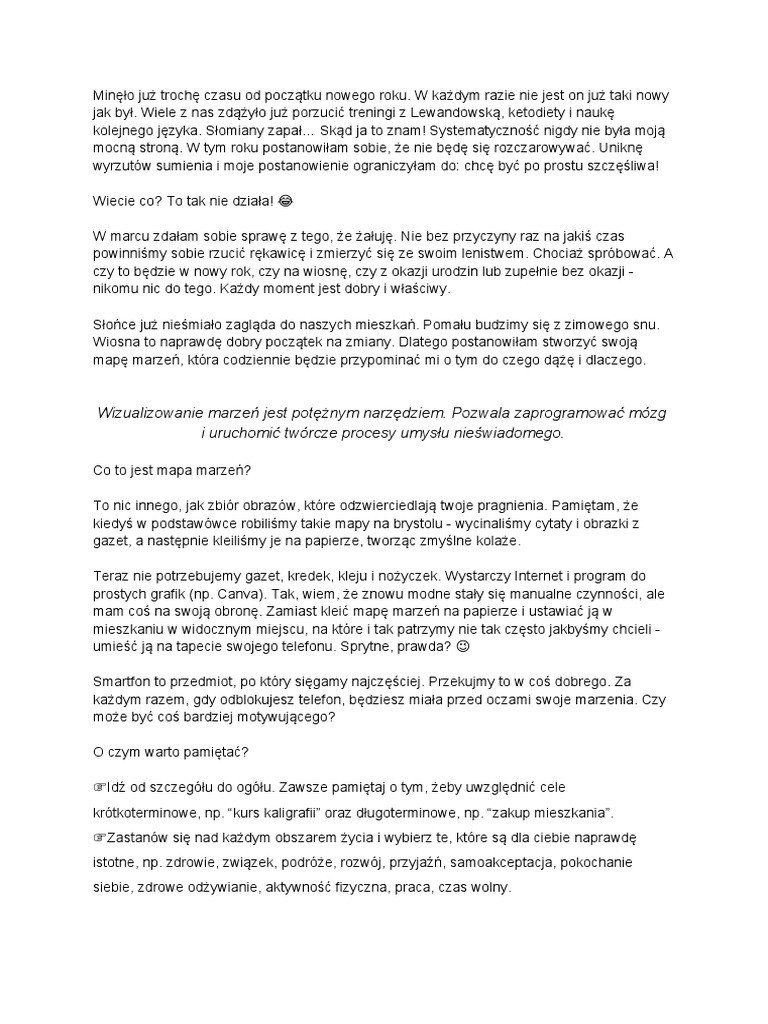 Mapa Marzeń - Marzec 2023 | PDF