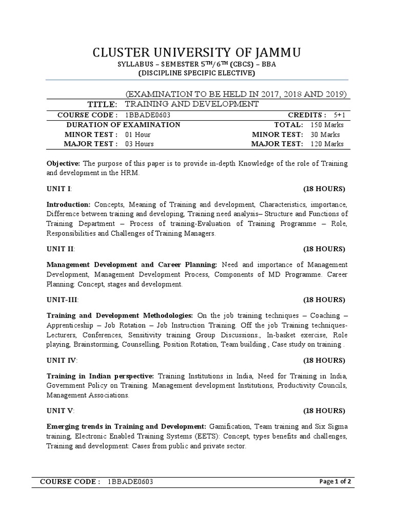 Training and Development Syllabus | PDF | Career & Growth | Computers