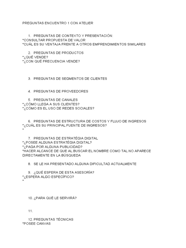 Preguntas Encuentro 1 Con Atelier | PDF