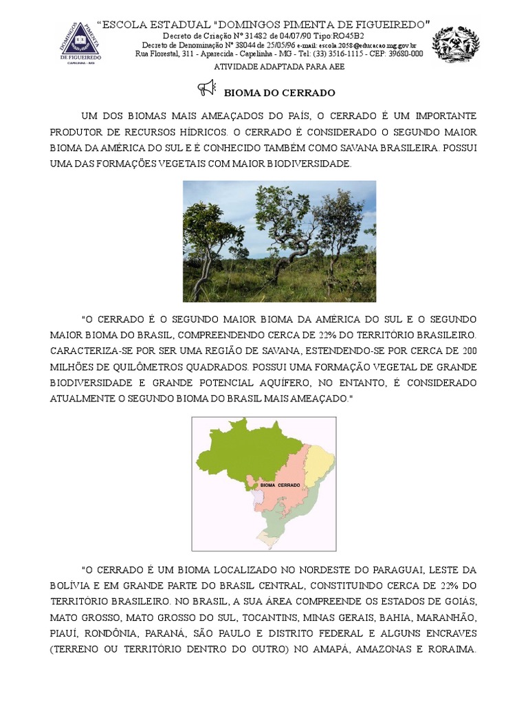 Bioma Do Cerrado | PDF | Geociências | Ambiente natural