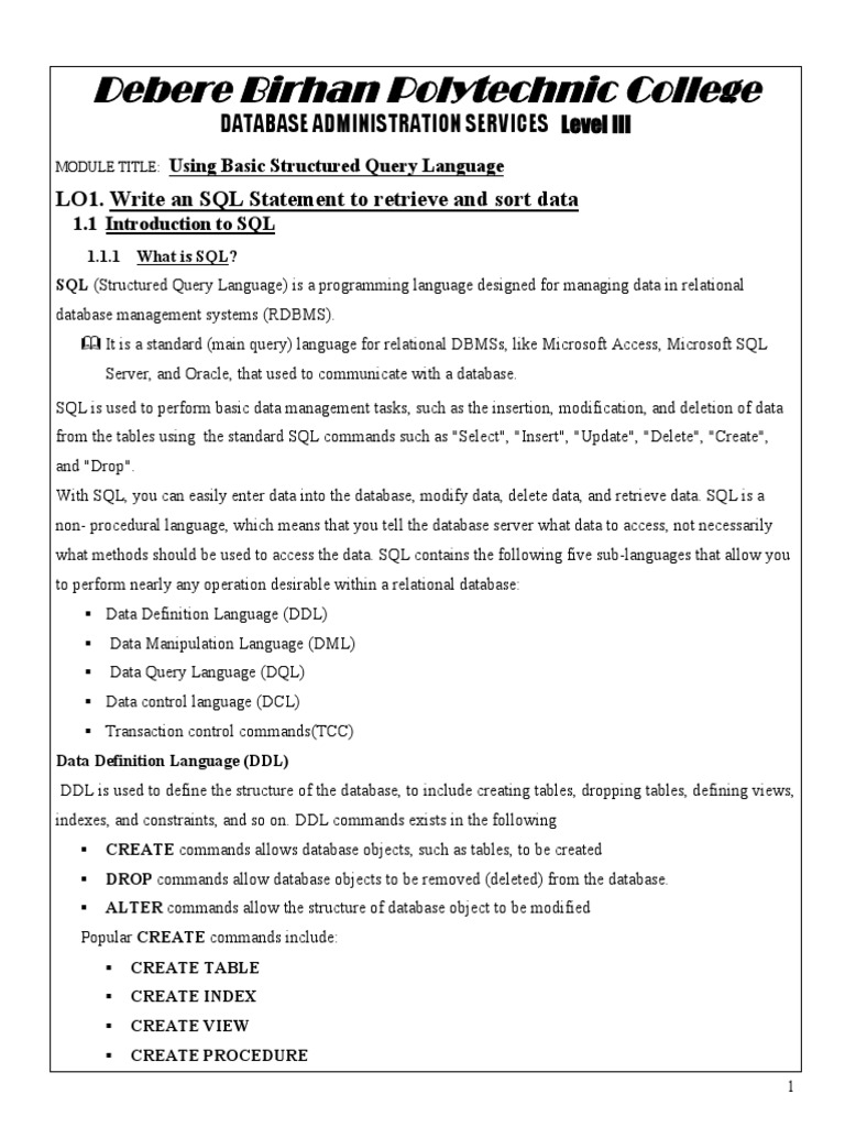 Basic Structured Query Language (Repaired) | PDF | Relational Database ... Basic Structured Query Language (Repaired) | PDF | Relational Database ...