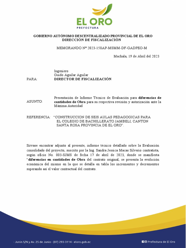 %oficio Fisc A Director Fis Diferencias Cantidades de Obra | PDF