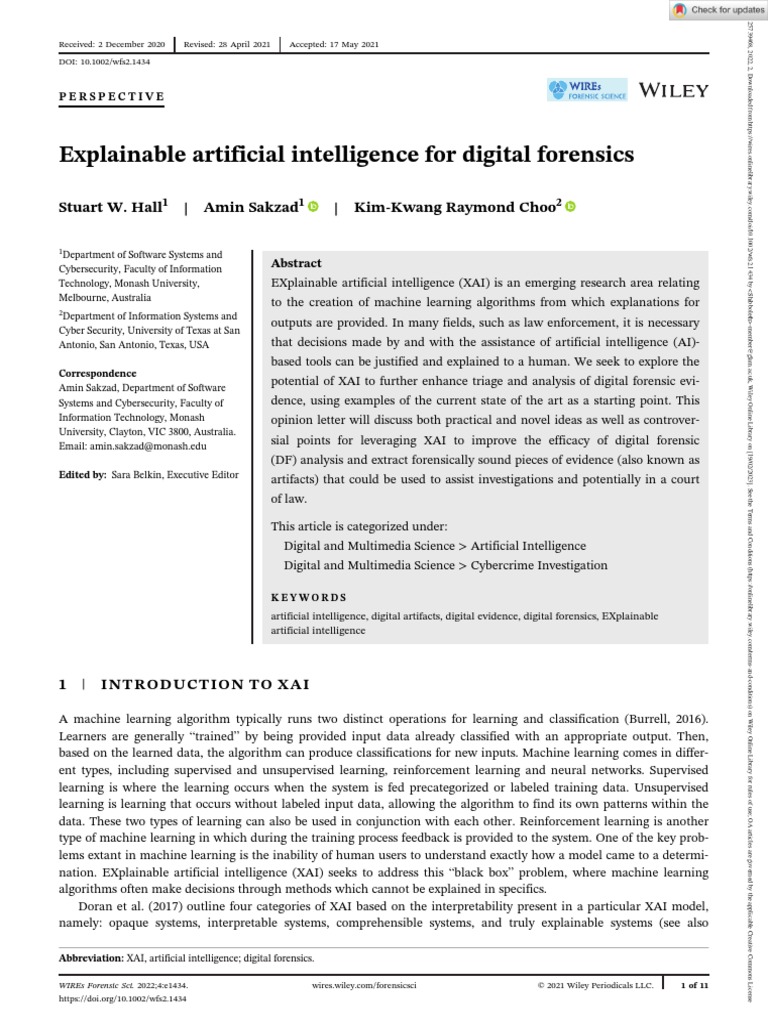 WIREs Forensic Science - 2021 - Hall - Explainable Artificial Intelligence For Digital Forensics ...