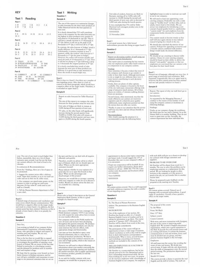 Bec Higher 4 Answers - Test 01 To Test 04 | Download Free PDF | Brand ...