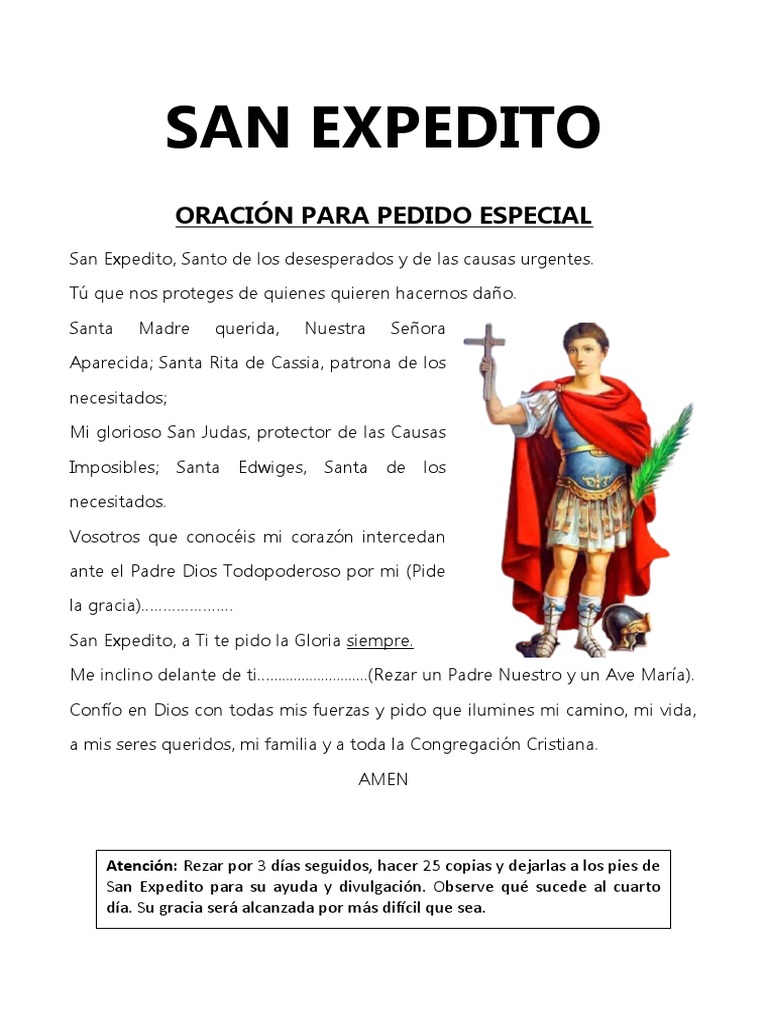 Oración a San Expedito para Pedido Especial | PDF