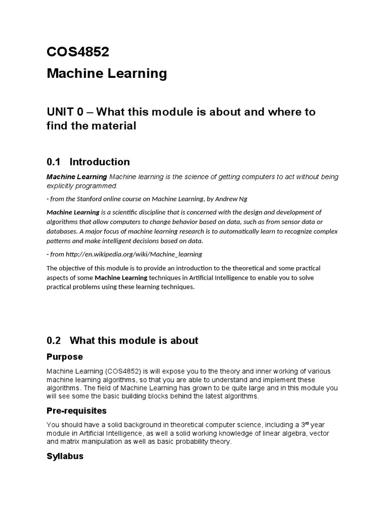 COS4852 2023 Unit 0 - Introduction | PDF