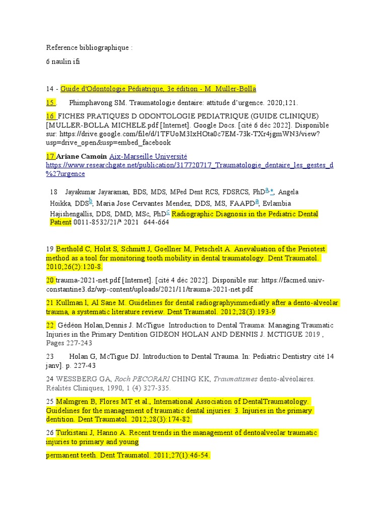 Reference Bibliographique Memoire | PDF | Dental Degree | Medical ...