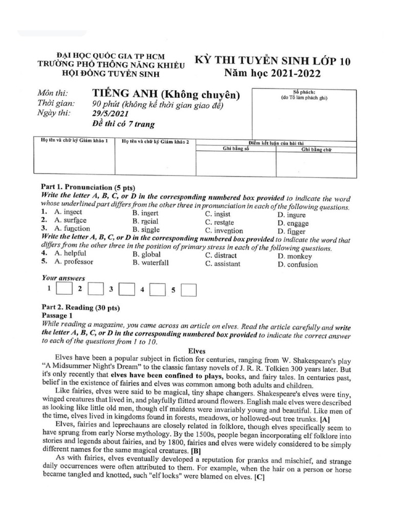 ĐỀ PTNK (Không Chuyên) | PDF