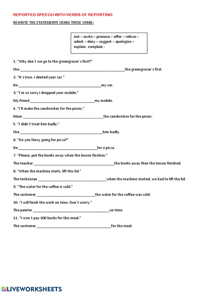 Reporting Verbs 1 | PDF