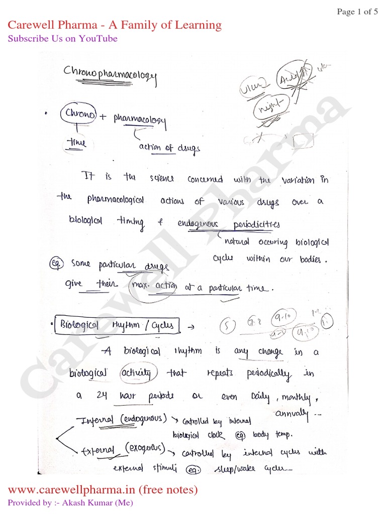 Chronopharmacology Carewell Pharma | PDF