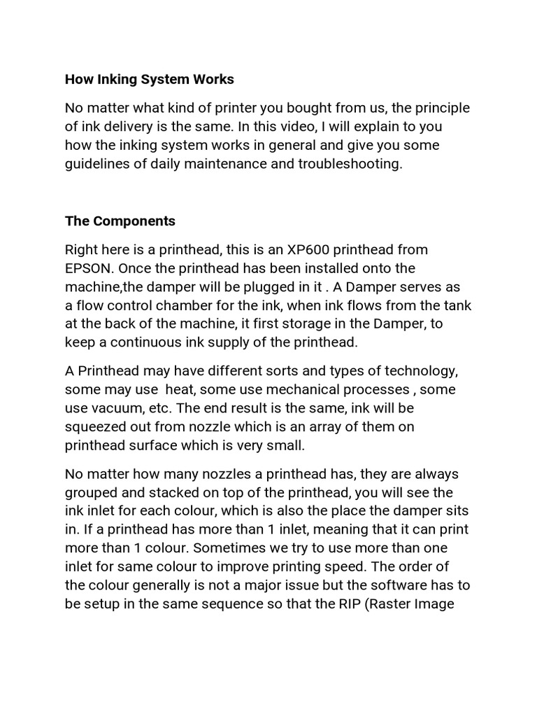 How Inking System Works | PDF