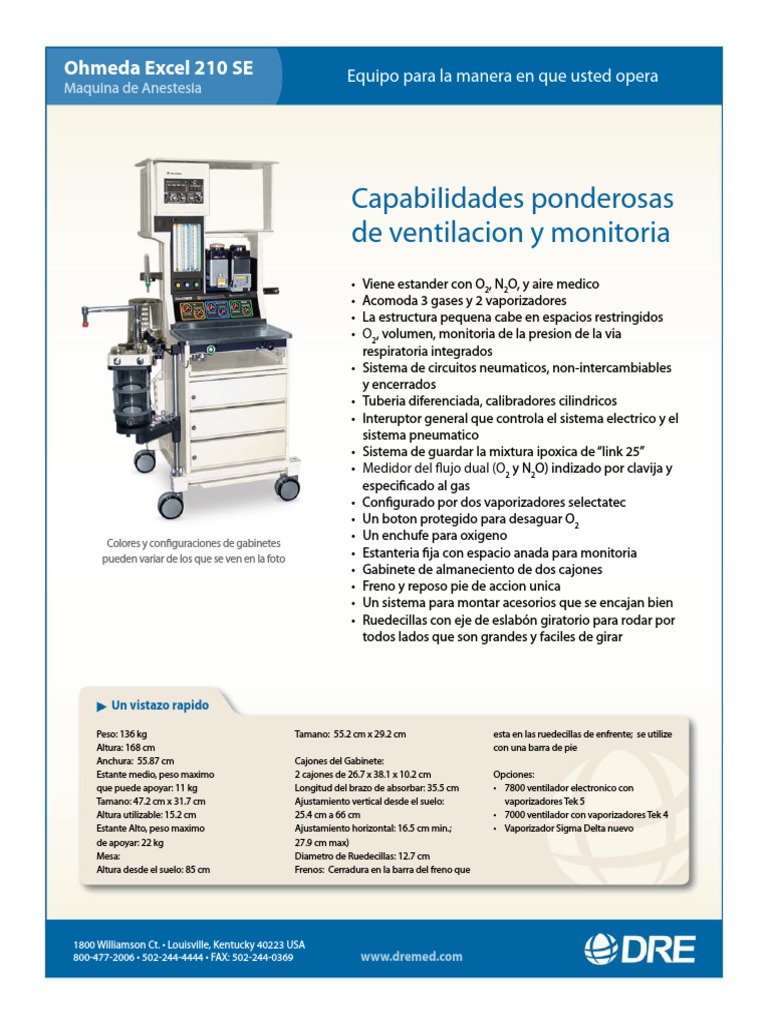 Ohmeda Excel 210 Se Esp | PDF | Equipo | Bienes manufacturados