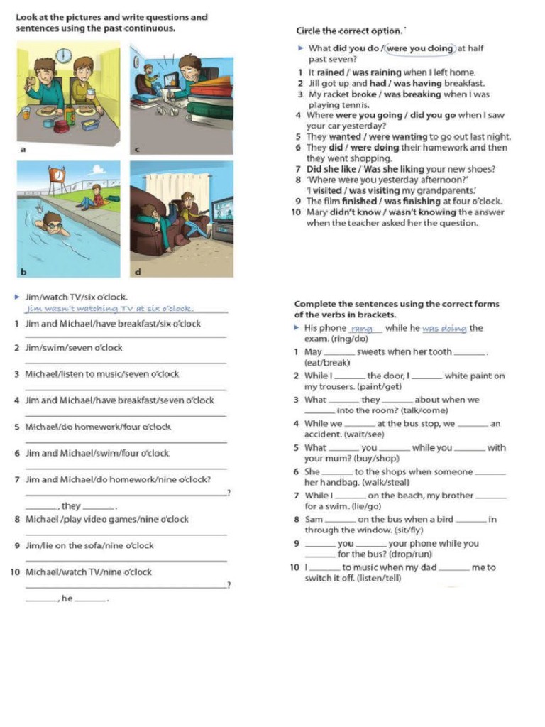 Past Continuous activities | PDF