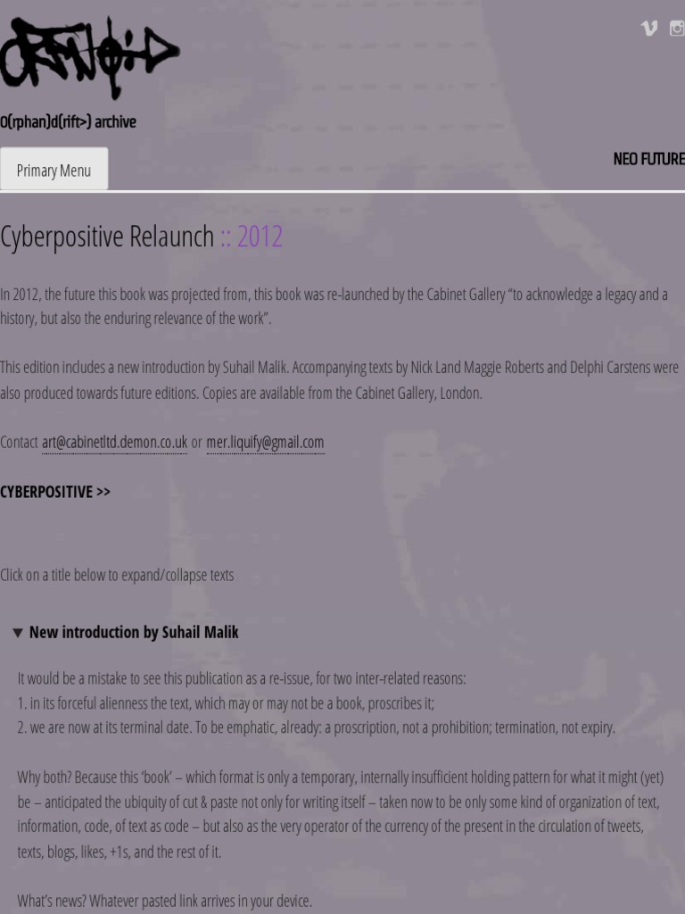 Cyberpositive Relaunch - 0rphan Drift Archive | PDF