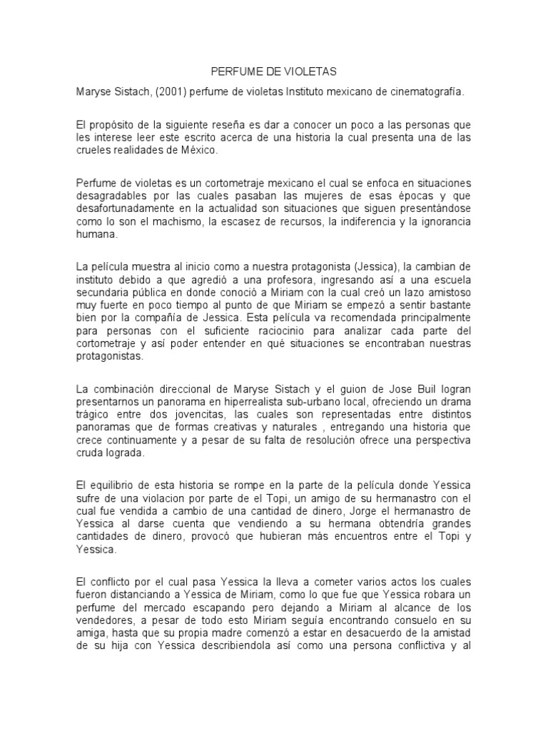 Reseña de "Perfume de Violetas" | PDF