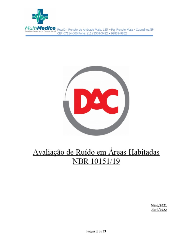 Laudo de Ruído Externo - Maio - 21 | PDF | Som | Acústica