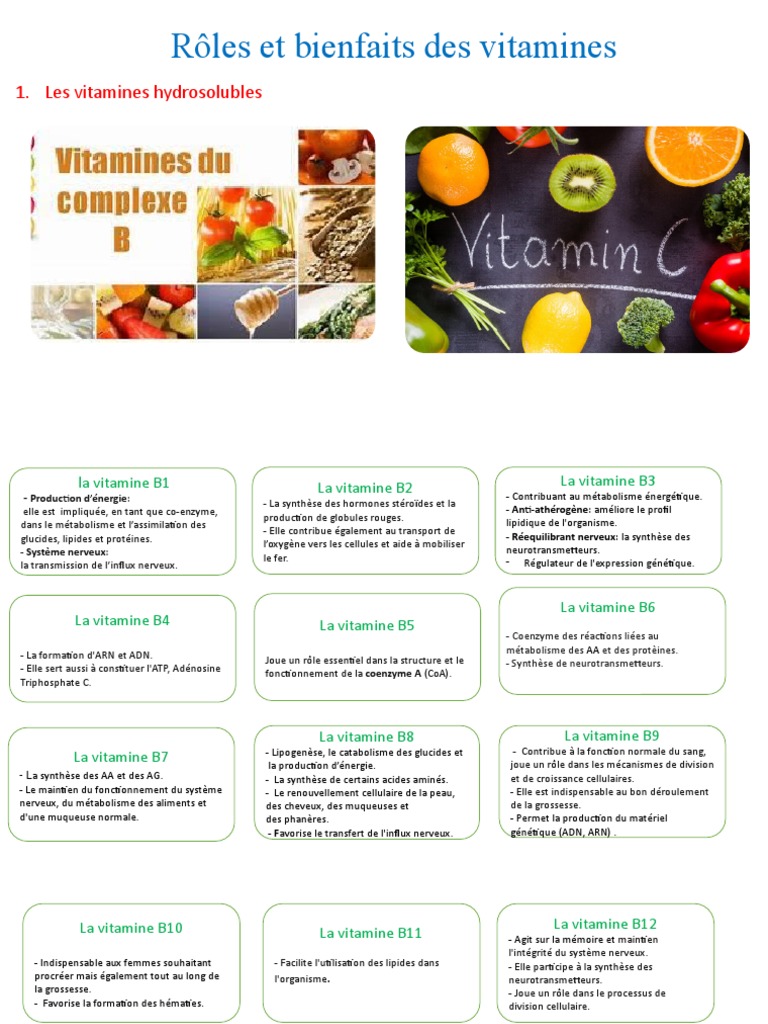 Rôles Et Bienfaits Des Vitamines | PDF