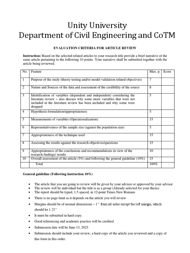 Article Review Guideline UU | PDF | Methodology | Cognition Article Review Guideline UU | PDF | Methodology | Cognition