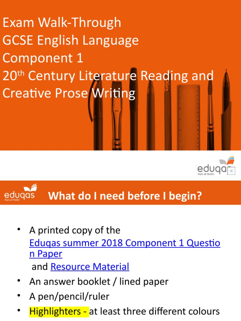 Eduqas GCSE English Language Component 1 EWT | PDF