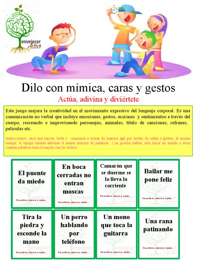 Juego de Mímica y Gestos Divertidos | PDF