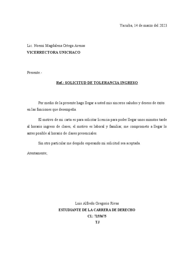 Carta de Solicitud de Prorroga | PDF