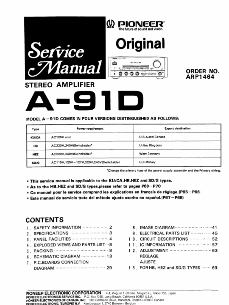Pioneer A91d Service Manual | PDF