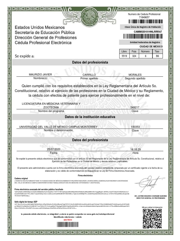 CEDULA PROFESIONAL | PDF | México | Ciudad de México