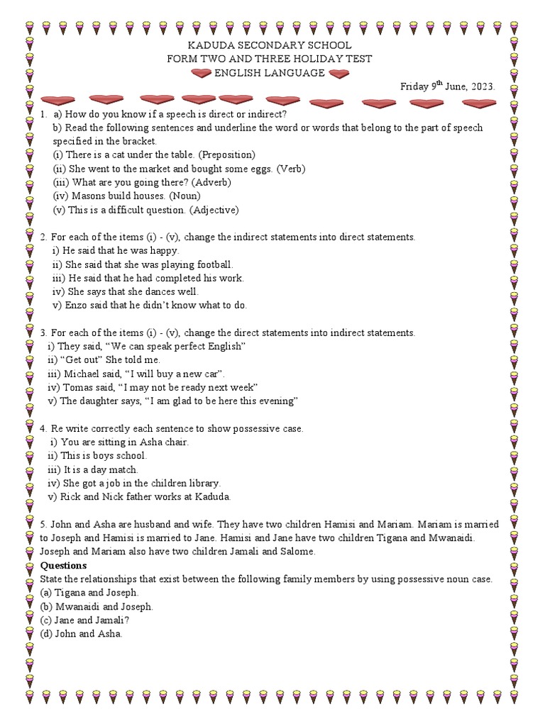 Holiday Test Fii-Iii 2023 | PDF