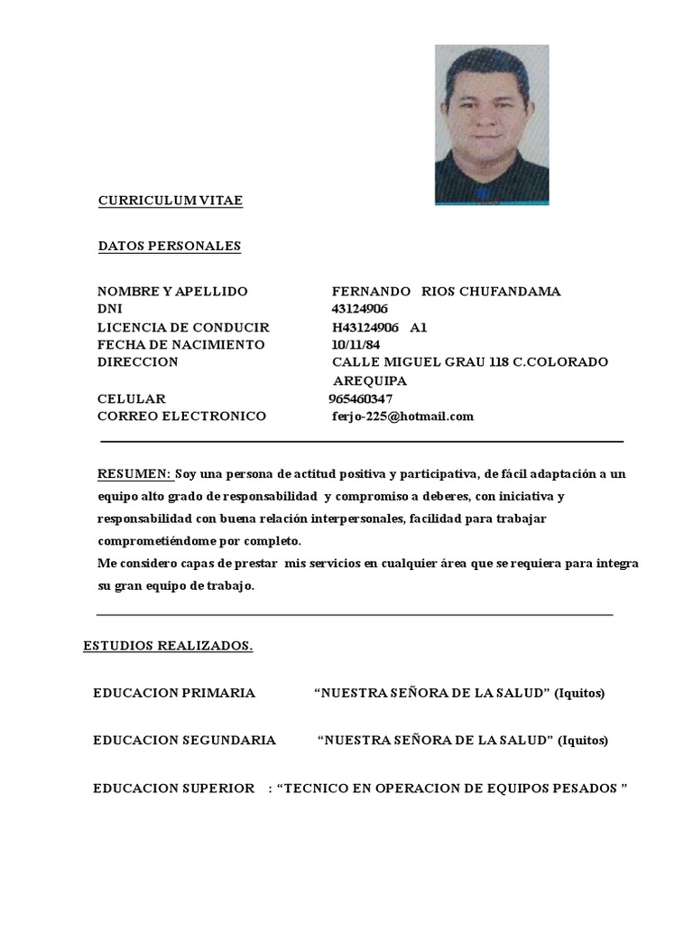 CV - FERNANDO RIOS CHUFANDAMAa | PDF
