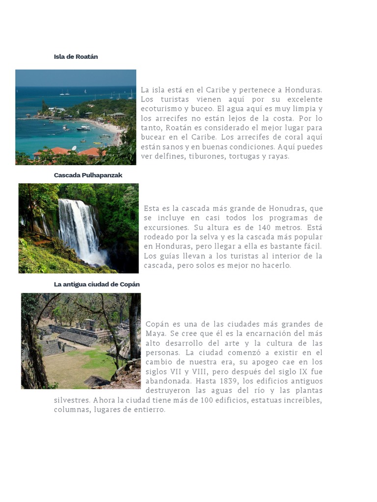 Descubre los Mejores Lugares Turísticos en Honduras | PDF | Honduras ...