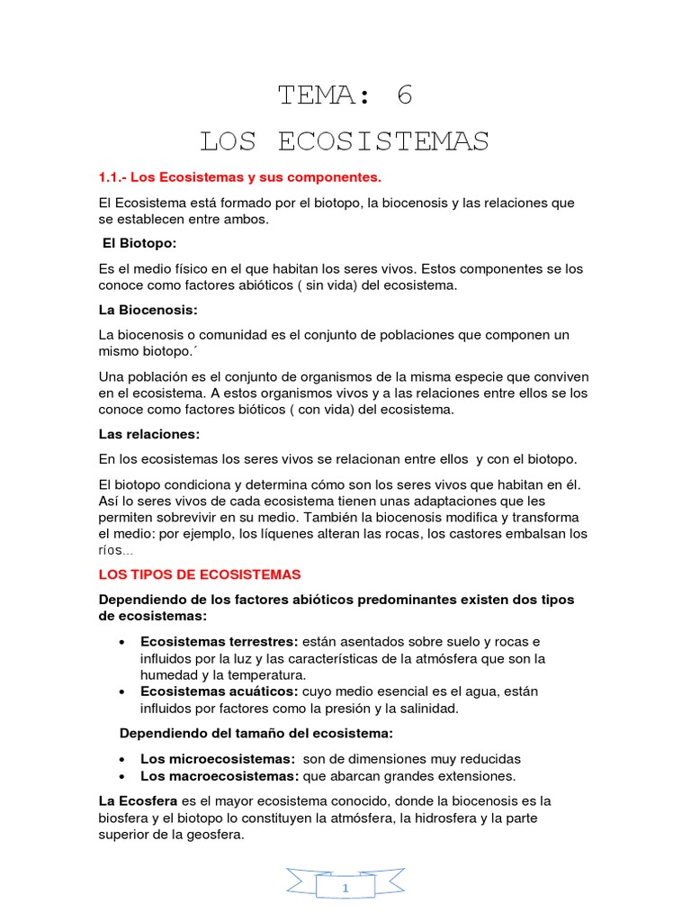 Tipos y componentes de ecosistemas | PDF | Ecosistema | Red alimentaria