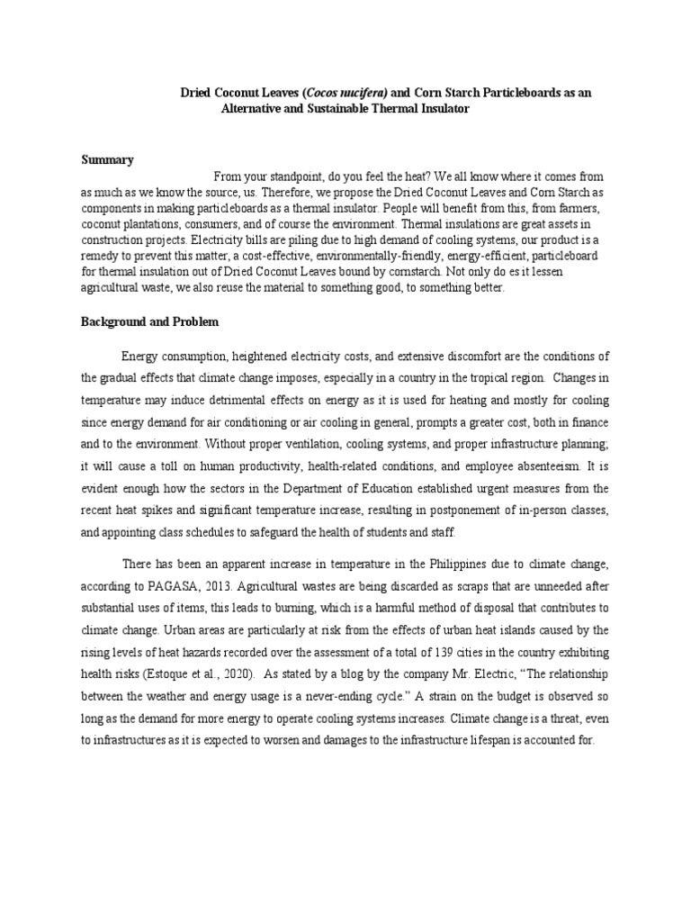 Coconut Leaf & Cornstarch Insulation | PDF | Adhesive | Building Insulation