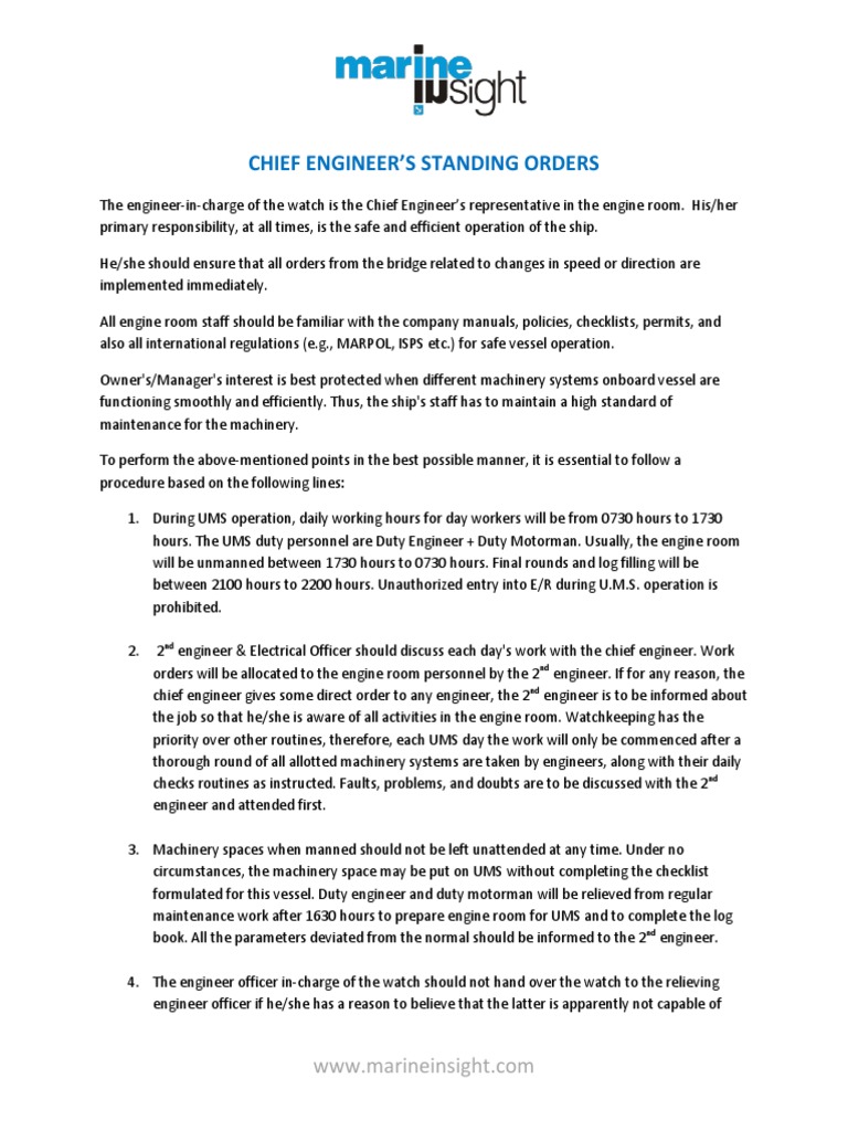 CHF Eng. Standing-Orders | PDF