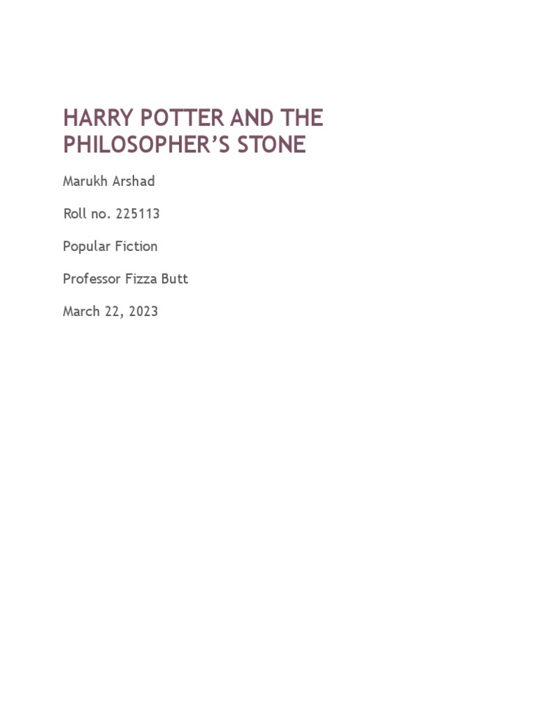 Harry Potter and The Philosopher's Stone Short Questions | PDF | Harry ...